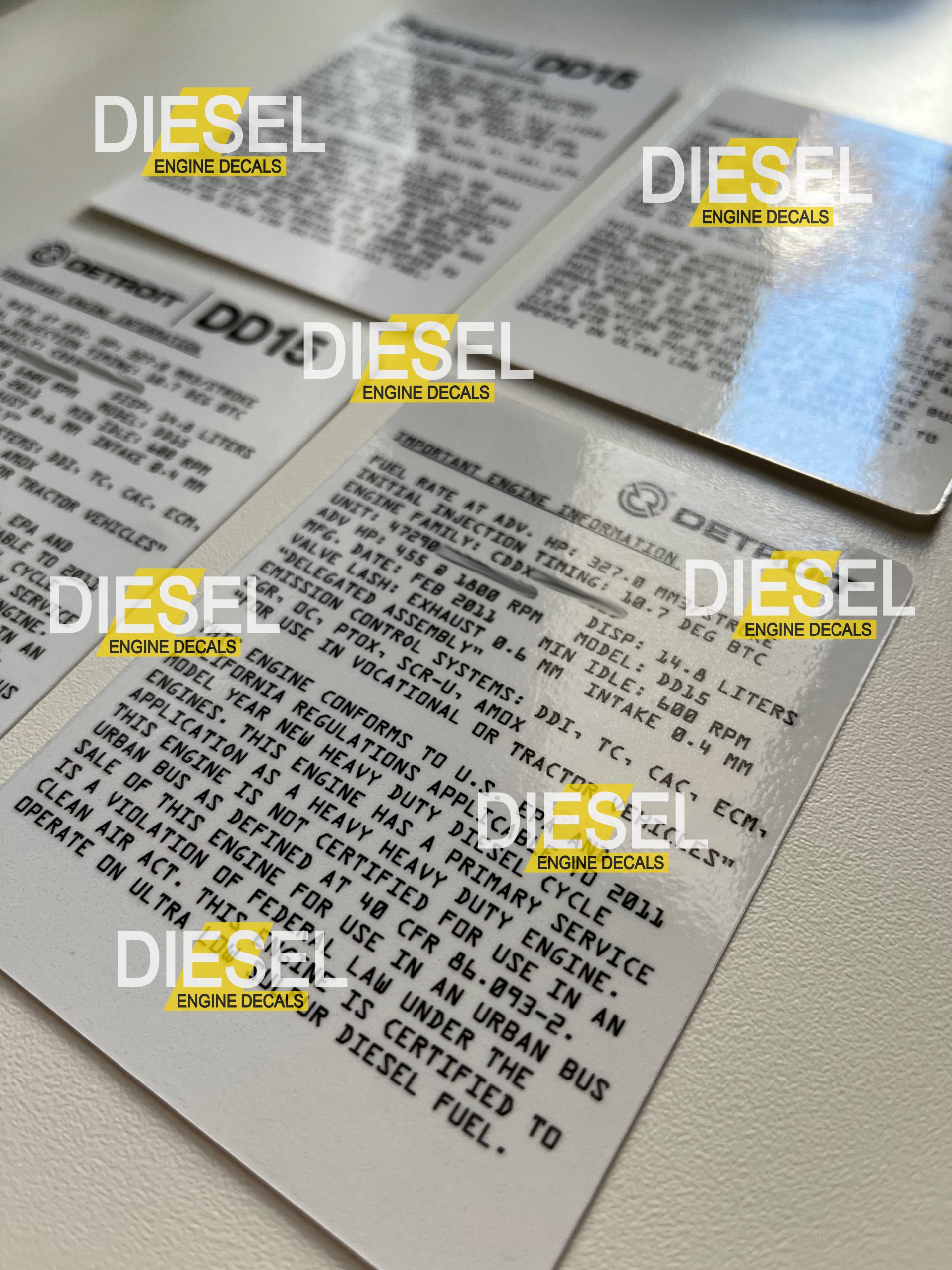 Detroit Diesel Engine Information ID Tag Sticker Decal DD13 DD15 CUSTOM ...