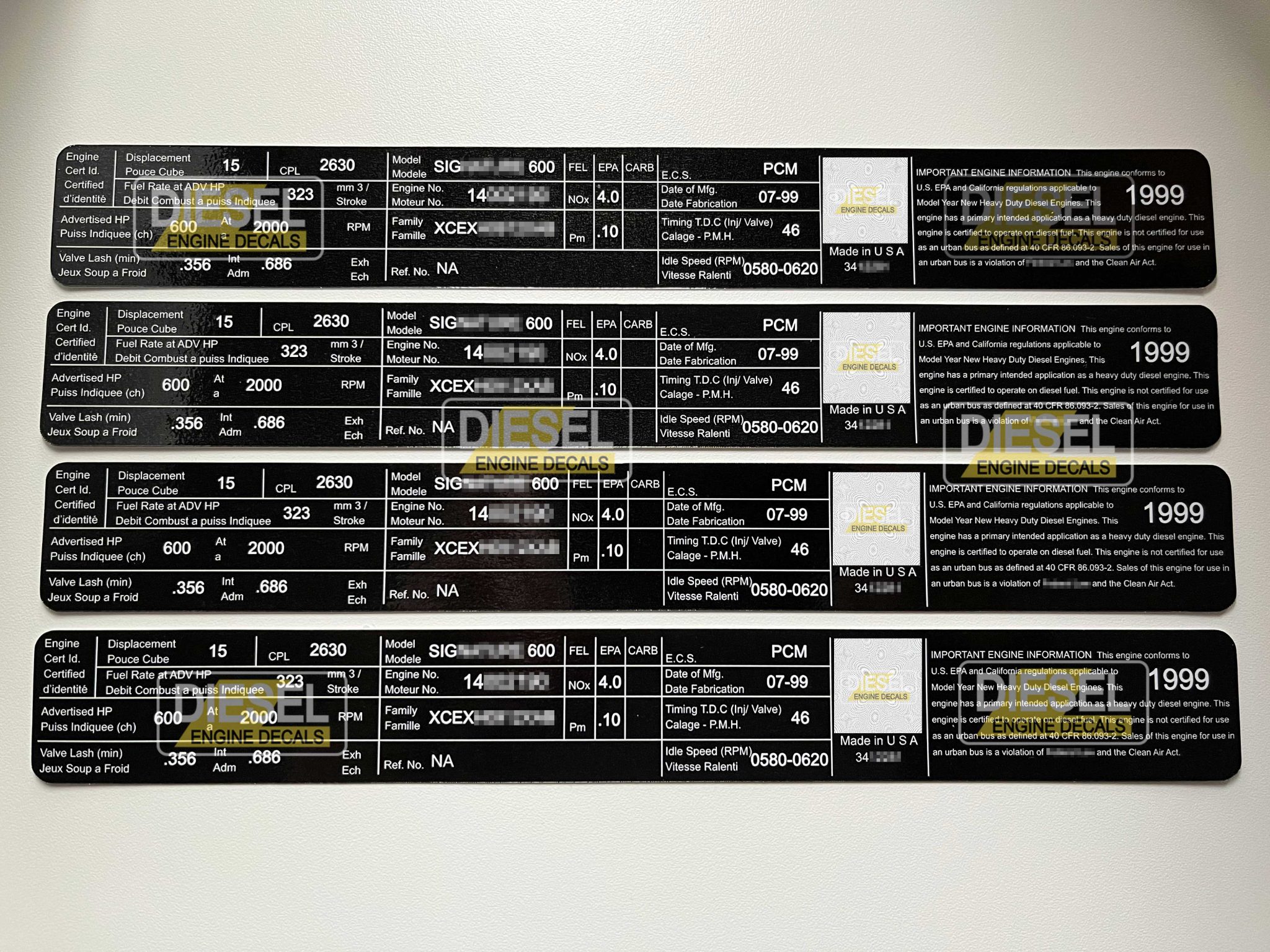Cummins ISX Signature 600 Engine Valve Cover Decal Sticker set 1999 ...