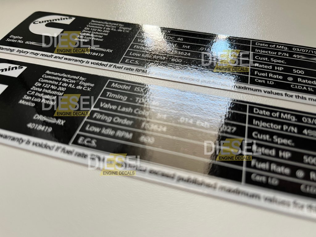 Cummins N14 ISX Engine Valve Cover Decal Sticker set 1999 BLACK Edition ...
