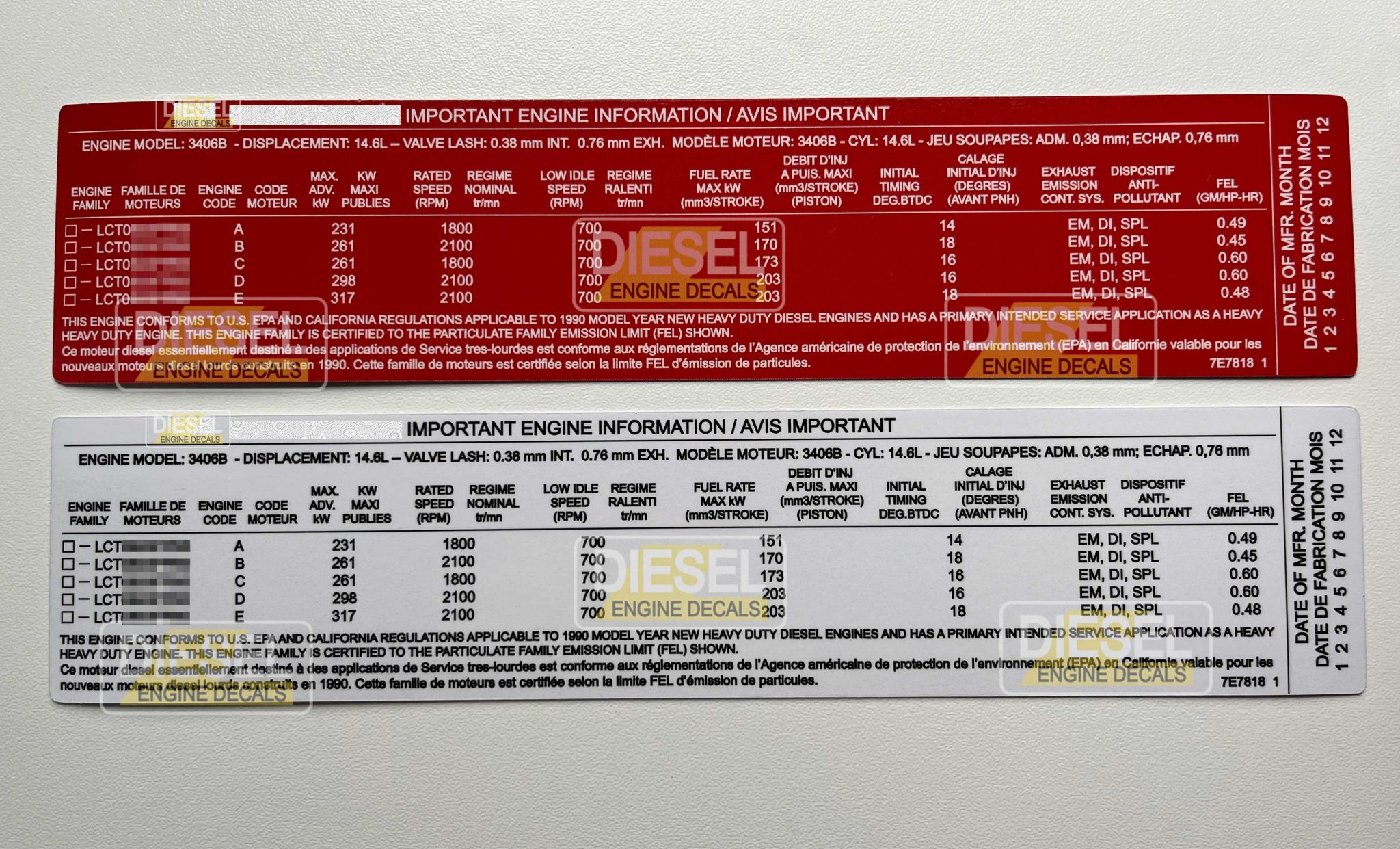 CAT 3406B 14.6L 1990 Diesel Engine Valve Cover Sticker Decal CUSTOM ...