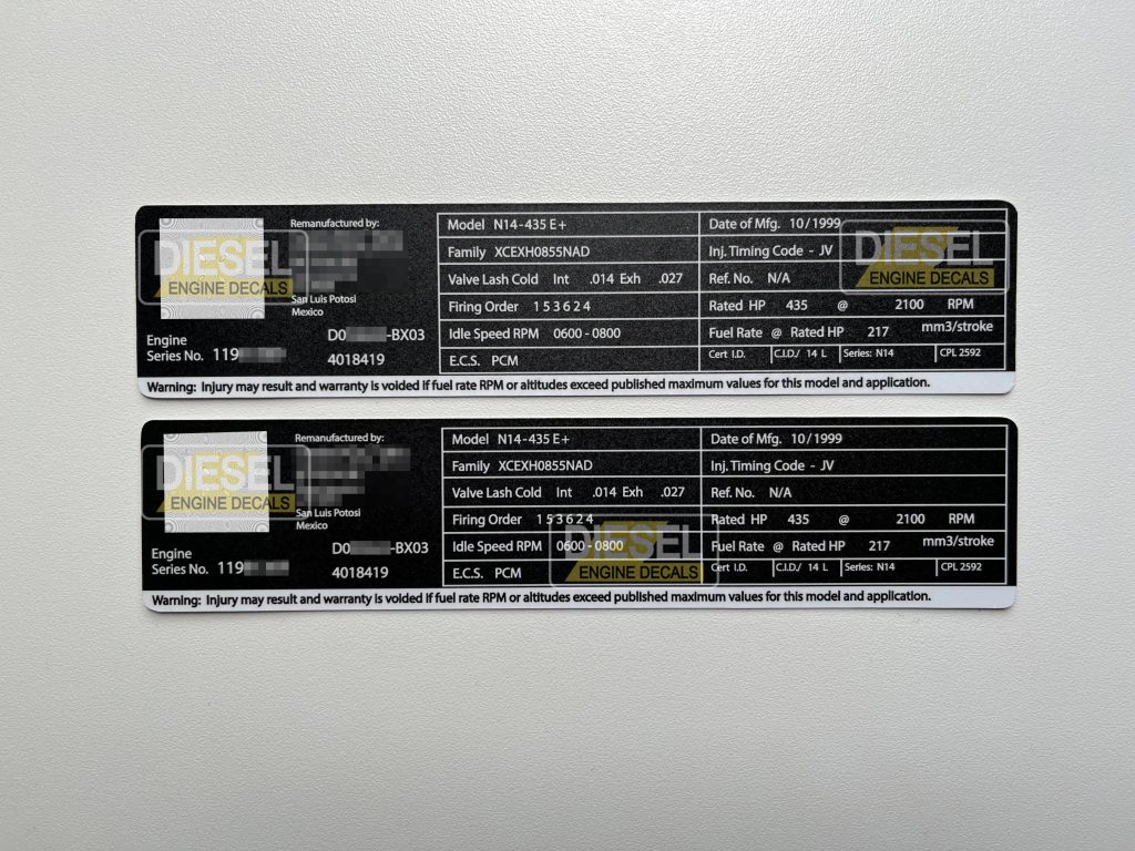 Cummins N14 CELECT PLUS Engine Valve Cover Decal Sticker set 1999 BLACK ...